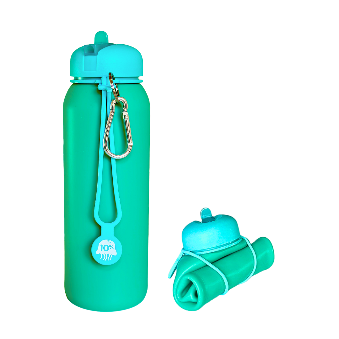 The roll small, collapsible and portable reusable water bottle.